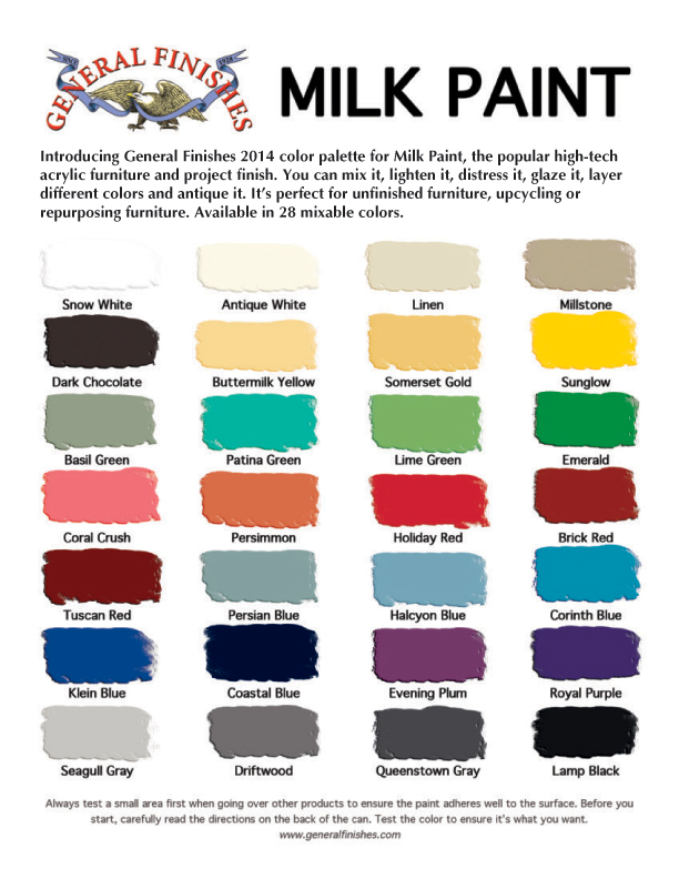General Finishes Milk Paint Color Chart 28 Colors For Furniture Cabinets